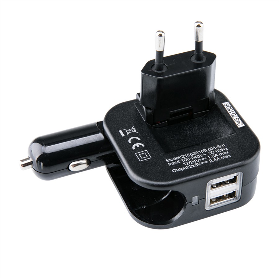 USB-oplader 2 in 1 voor muurstopcontact en voor in auto van NORAUTO ...