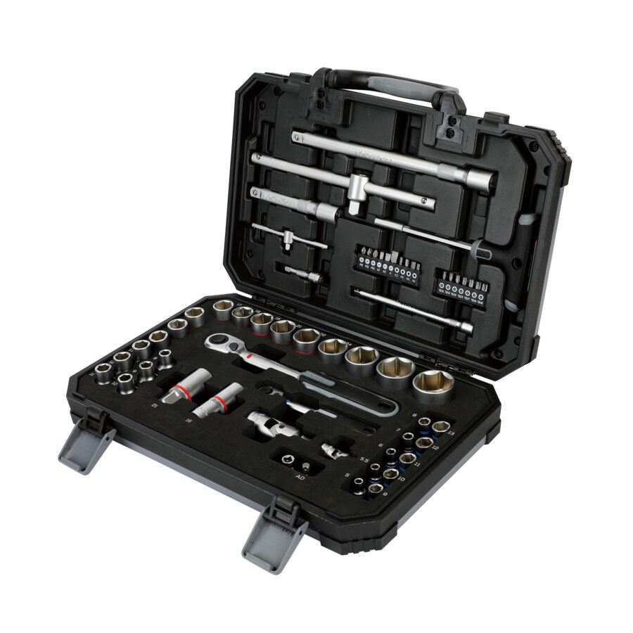 NORAUTO 60-delige set: 1/4'' vierkante ratel + 6-kants doppen 5-32 mm ...
