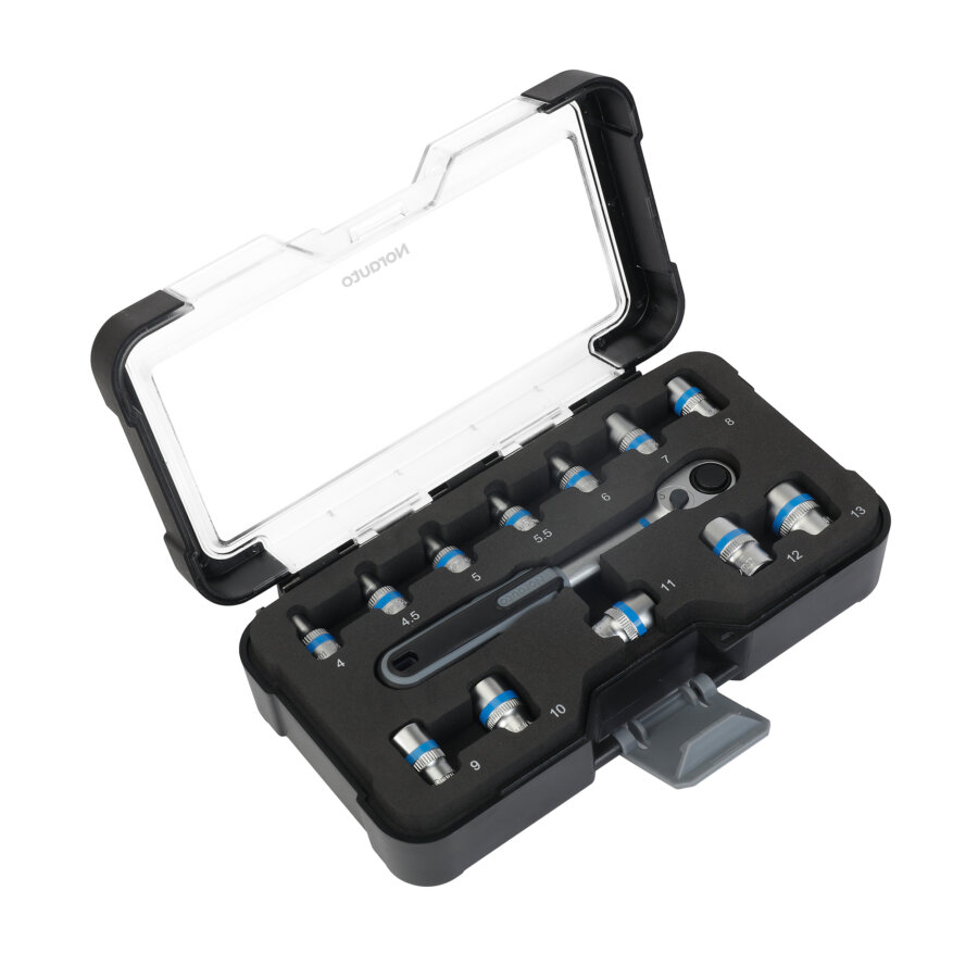 Koffer met 1/4'' vierkante ratel + 12 inbussleutels 4-13 mm NORAUTO - Auto5