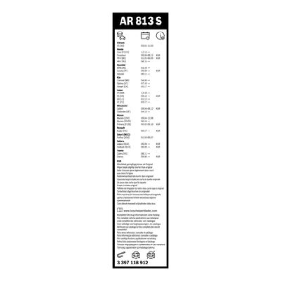 2 balais d'essuie-glace BOSCH Aerotwin Retrofit AR813S : Auto5.be
